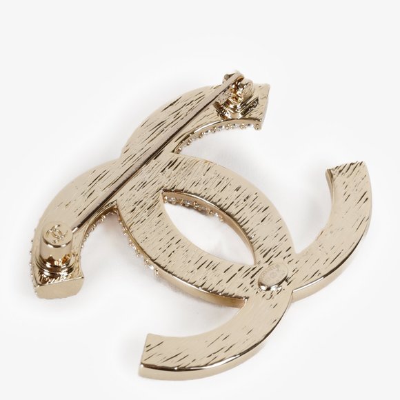 CHANEL | Jewelry | Chanel 223 Cc Champagne Gold Crystal Brooch | Poshmark